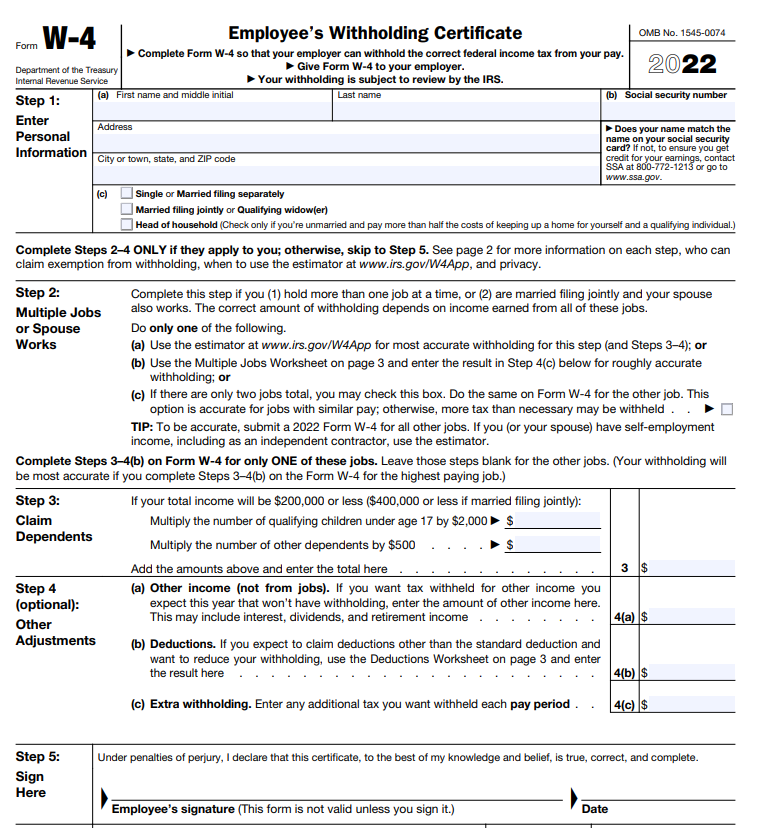 원천징수액 (Income Tax Withholding) 을 작성하는 Form W-4 가 무엇인가요 ? | 미국 세금 보고 ...